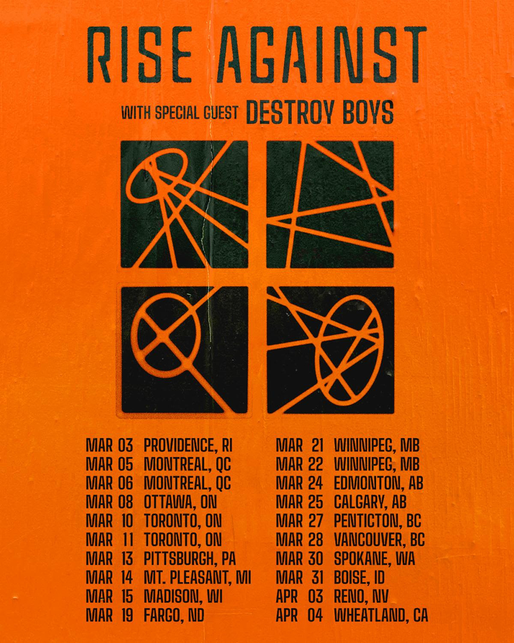 Rise Against Destroy Boys Tour